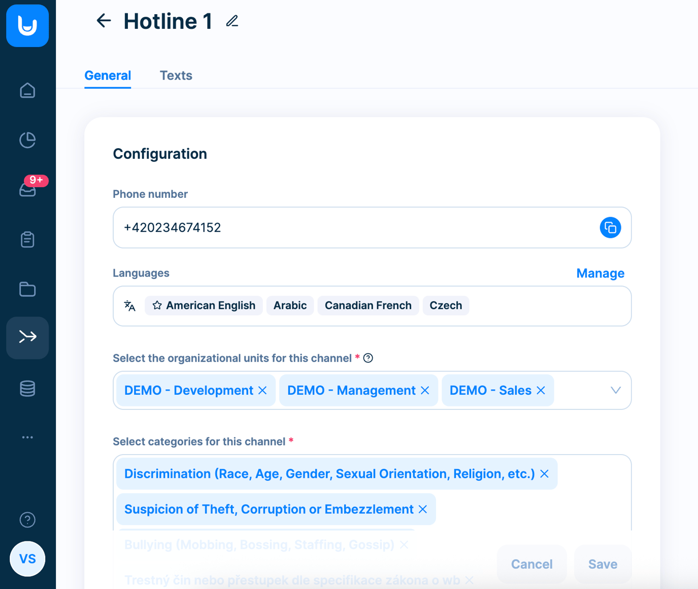Automated hotline